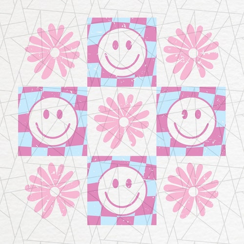 Checkerboard Happy Vibes PNG Retro Png Designs Downloads - Etsy