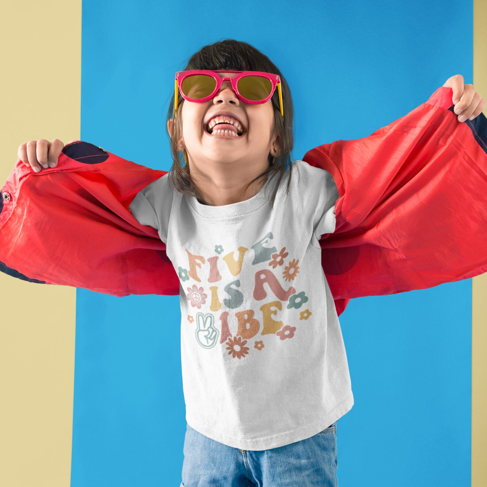 Five is a Vibe Png Groovy 5th Birthday Png Hippie Birthday - Etsy