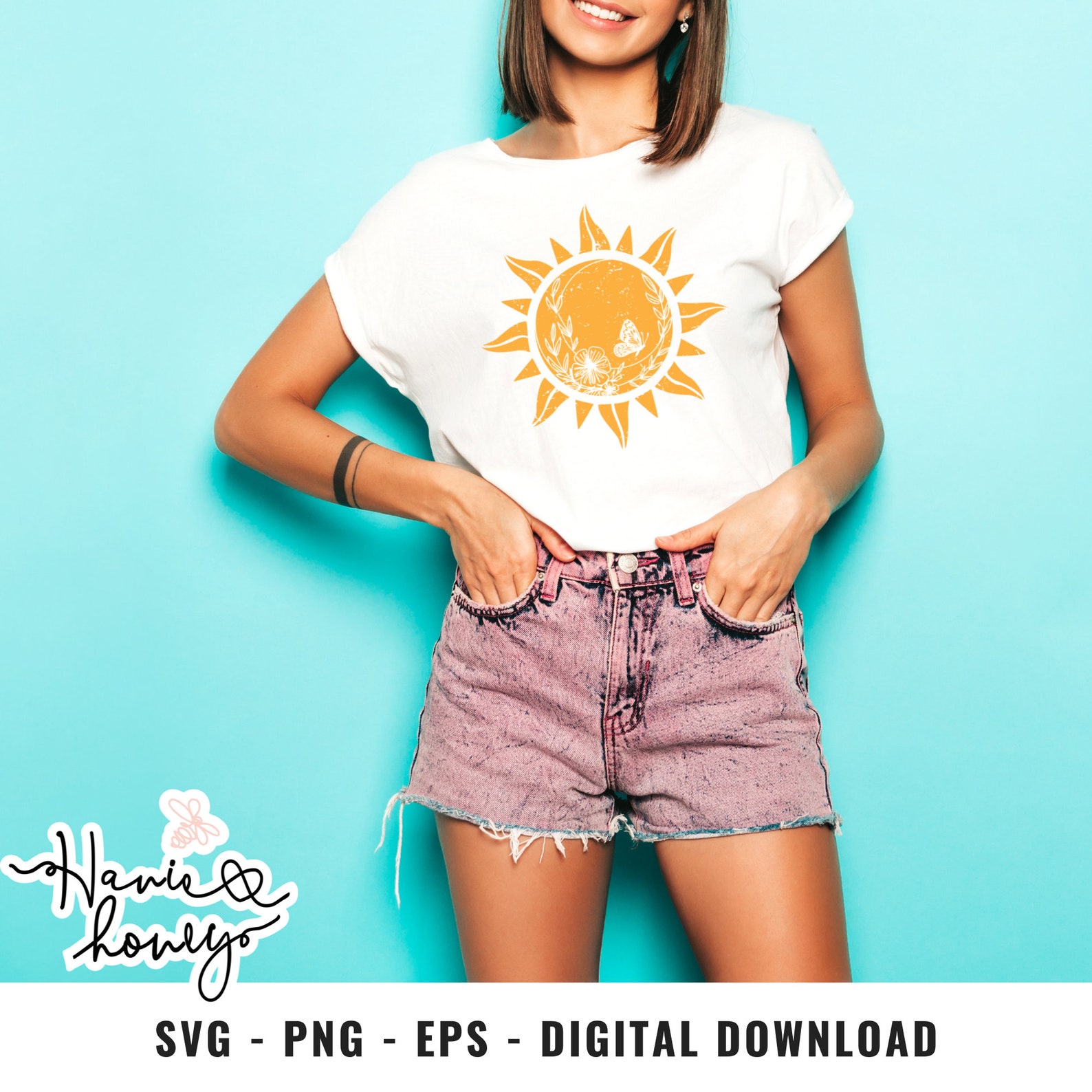 Retro sun SVG/PNG/EPS Distressed svg Retro flower svg | Etsy