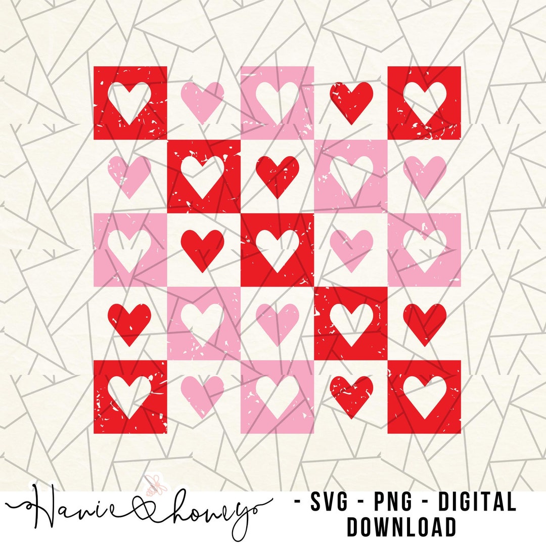 Checkered Heart Svg/png - Trendy Valentines Svg/png - Happy Valentine ...