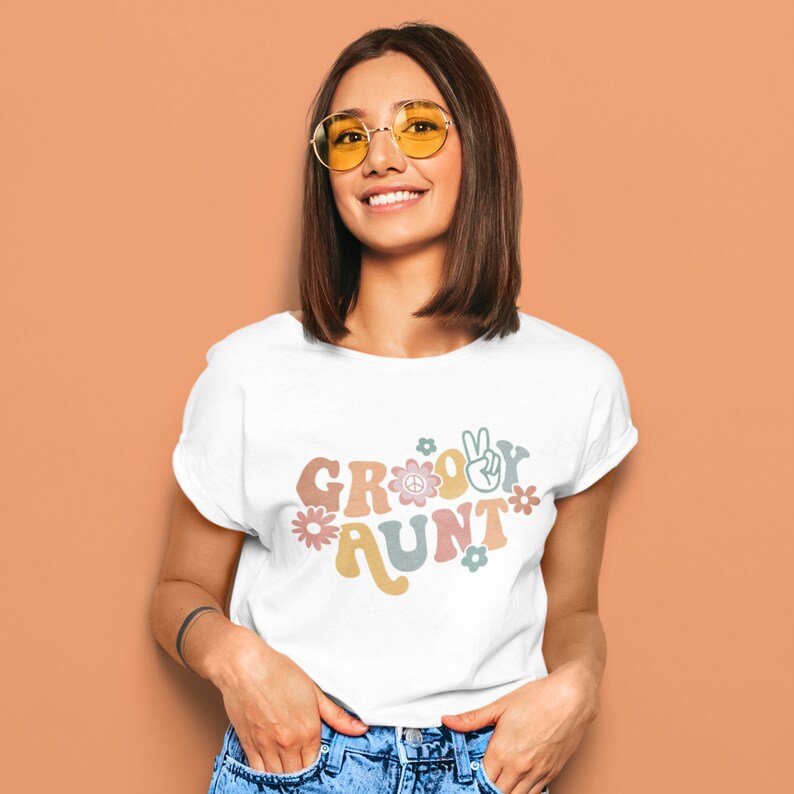 Groovy Aunt Png - Groovy Aunt Shirt - Retro Aunt Design - Hippie Png ...