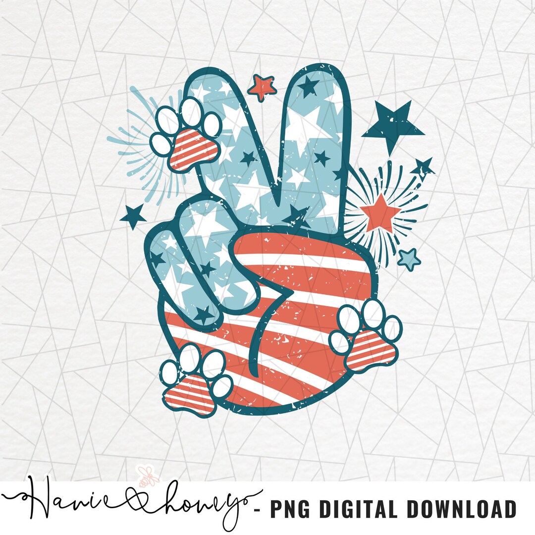Groovy Dog Mom Png - Groovy 4th of July Png - Dog Mama - Peace Hand ...