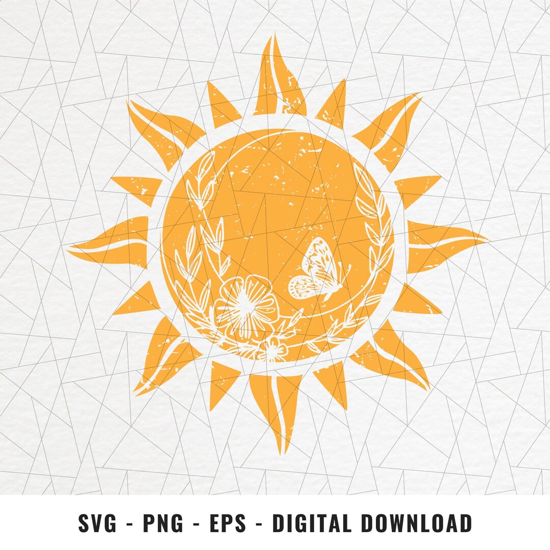 Retro Sun SVG/PNG/EPS - Distressed Svg - Retro Flower Svg - Vintage ...