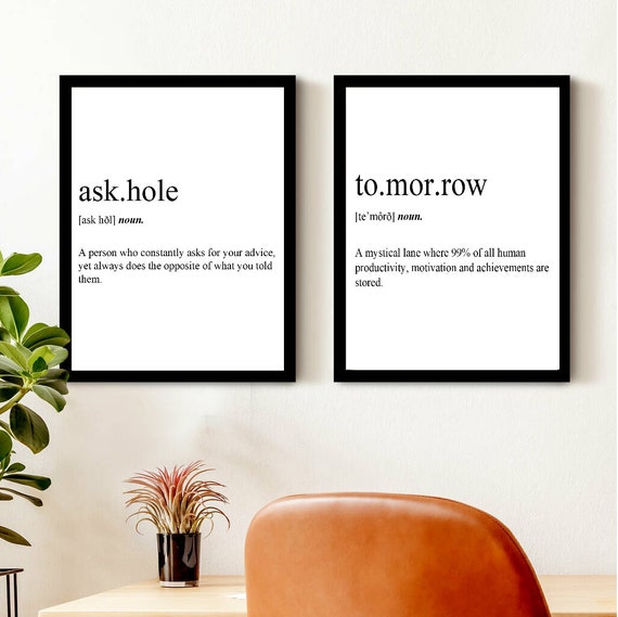 Funny Joke Definition Prints Set of 2 Home Prints Wall Art - Etsy