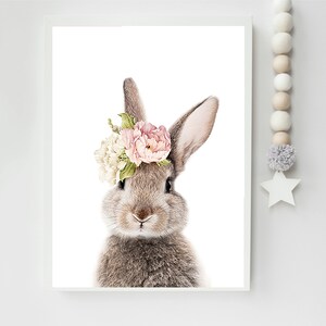 Set of 2 Bunny Rabbit Print Pink Flowers Home Decor Wall Art Prints A4 ...