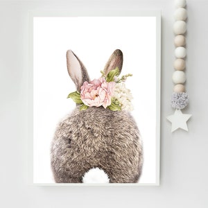 Set of 2 Bunny Rabbit Print Pink Flowers Home Decor Wall Art Prints A4 ...