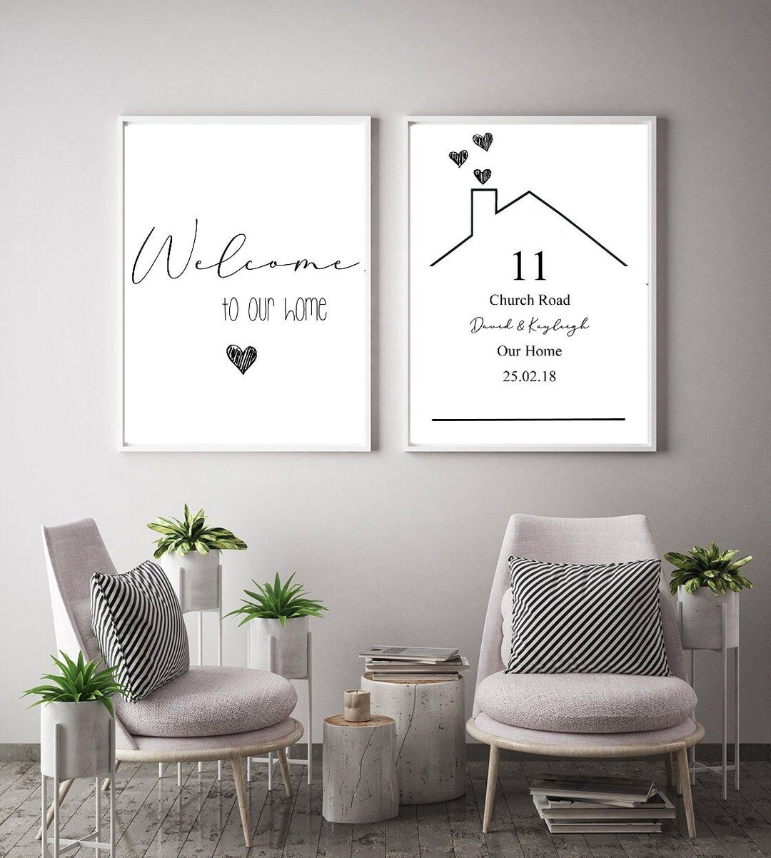 Personalised Welcome to Our Home Set of 2 Home Prints Wall Art Home ...
