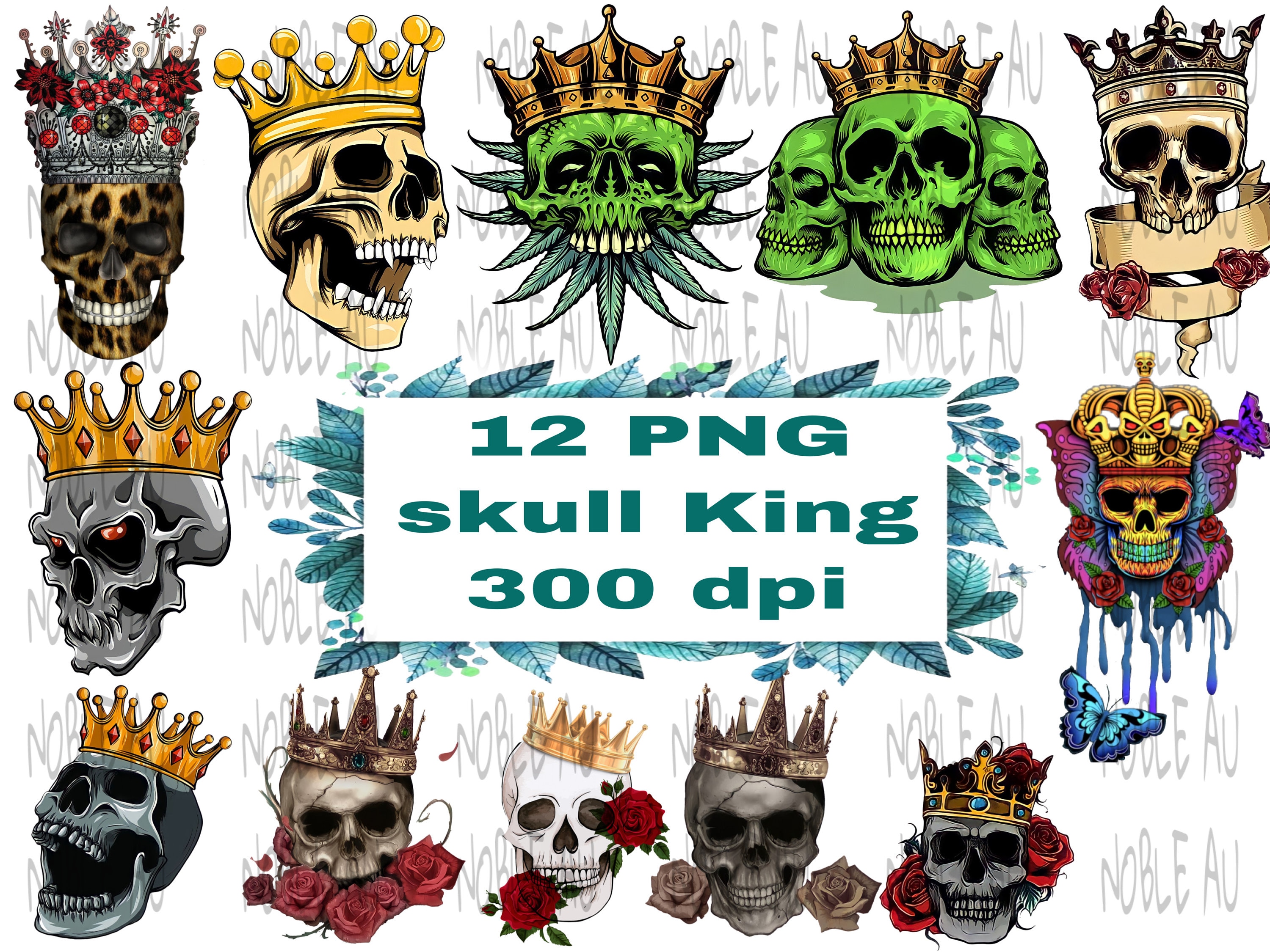 12 Crown Skull PNG, King Skull, Royal, Kingdom, Floral Skull, Leopard ...