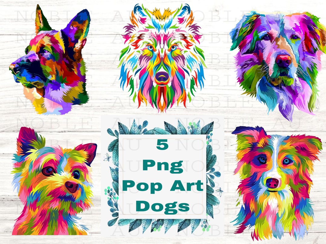 5 Pop Art Dogs Png, Colourful Dog, Dogs Lovers, Wall Art, T Shirts ...