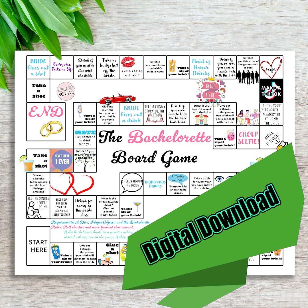 Bachelorette Board Game, Printable, Digital Download, Drinking Game ...