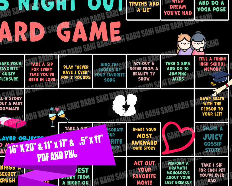 Gals Night Board Game, Girls Night Game, Digital File, Printable ...