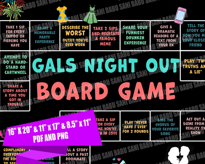 Gals Night Board Game, Girls Night Game, Digital File, Printable ...