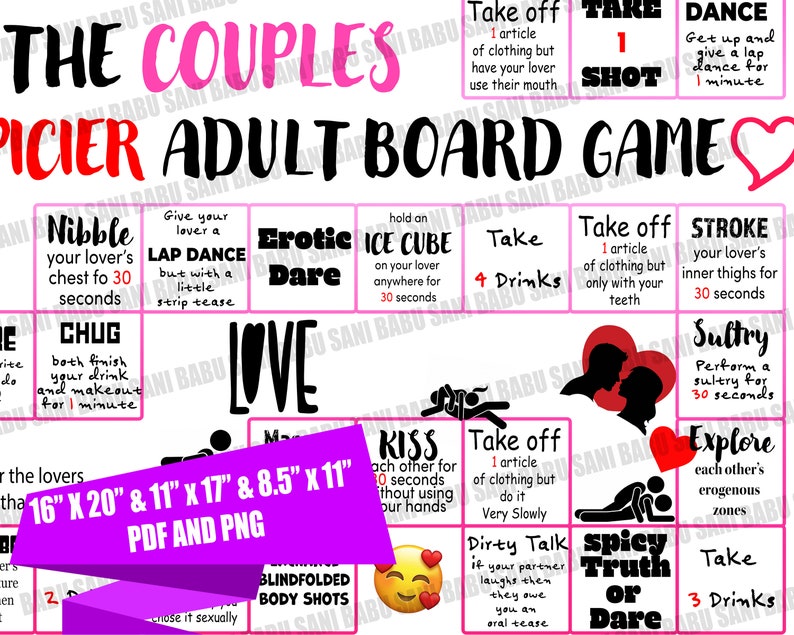 The SPICIER Adult Couple Board Game, Date Night Game, Digital File ...