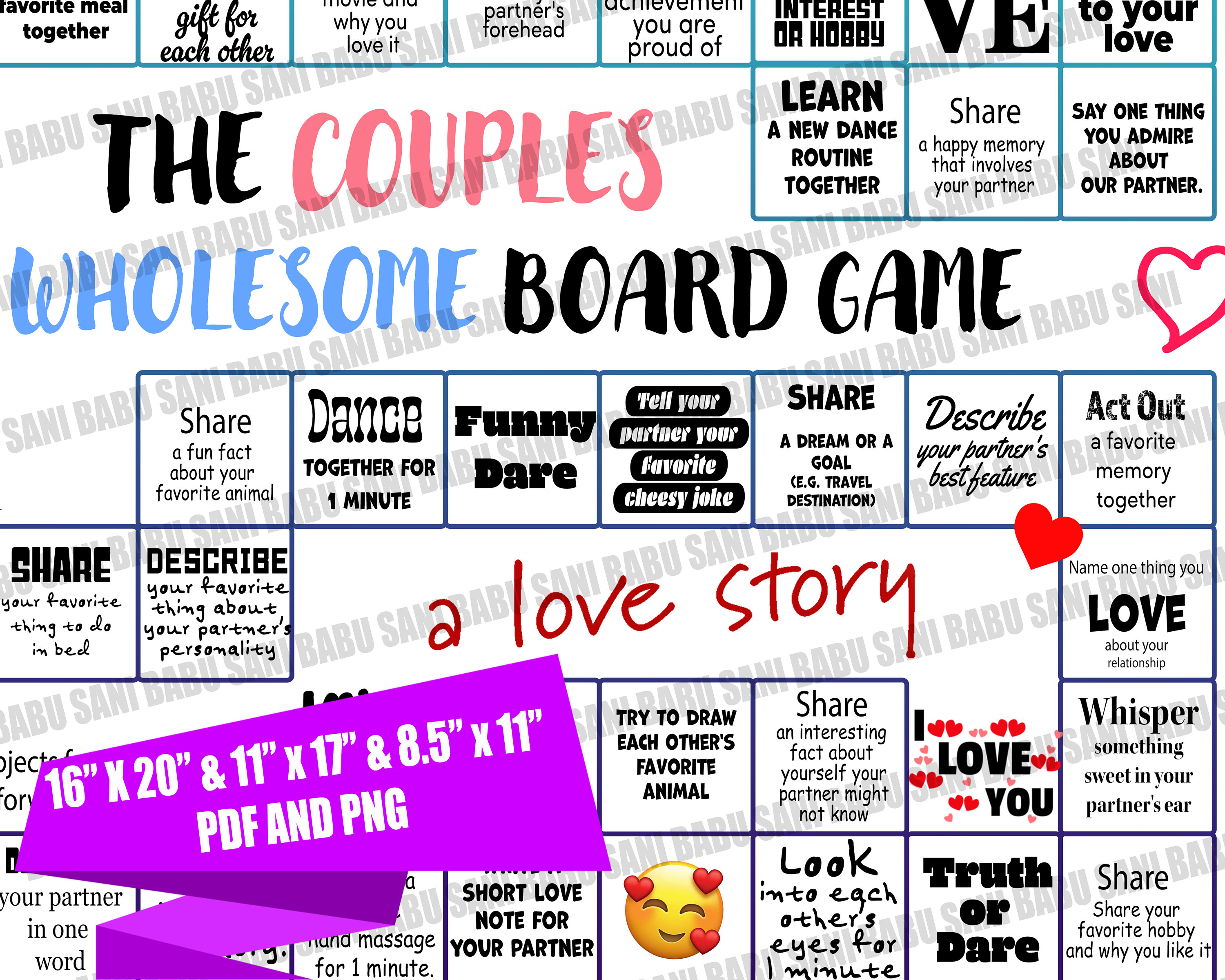 The Wholesome Couple's Board Game, Date Night Game, Digital File ...