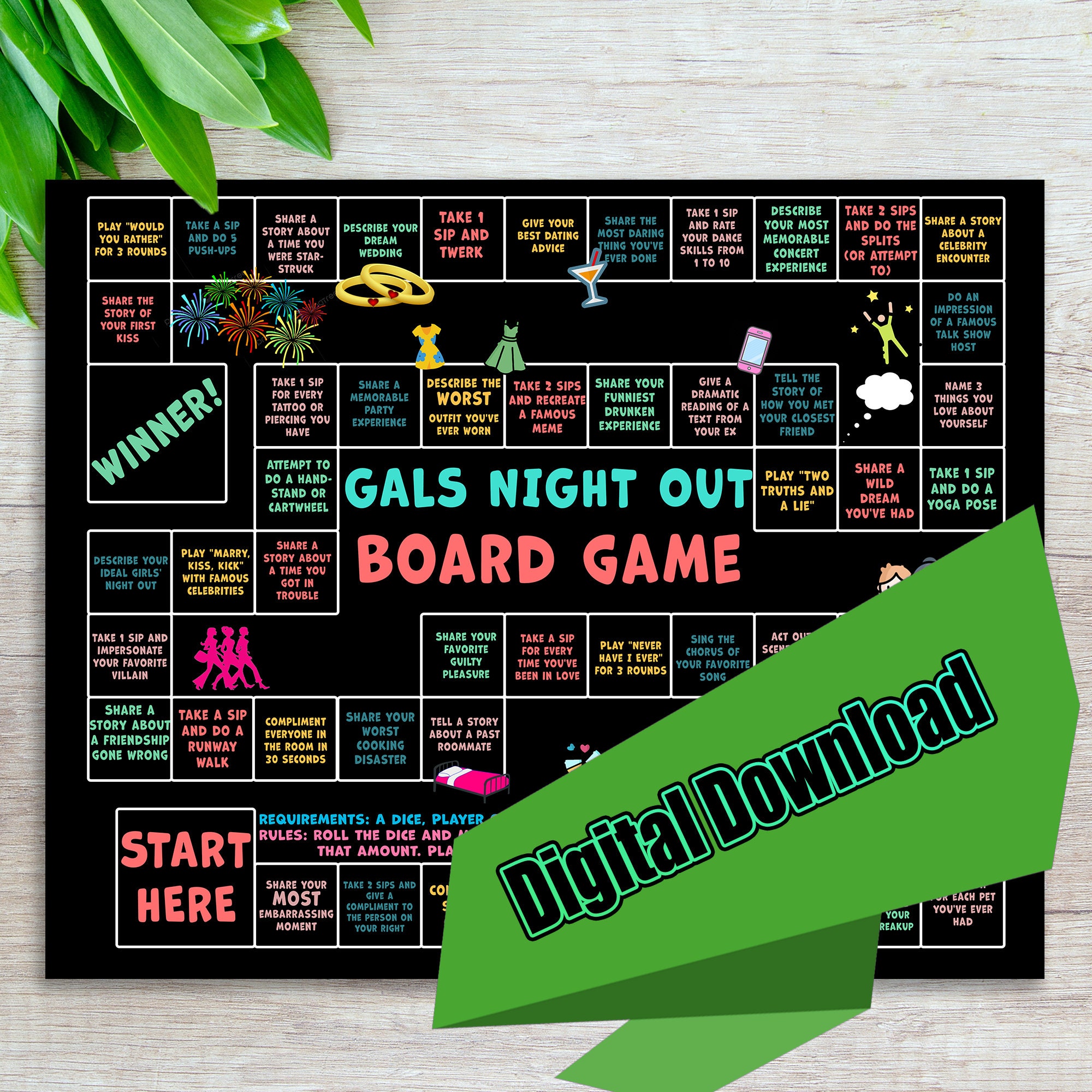 Gals Night Board Game, Girls Night Game, Digital File, Printable ...