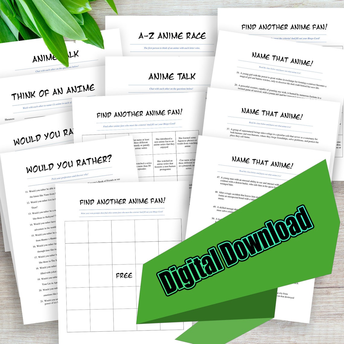 Printable Anime Icebreaker Games, Party Activities (digital Download ...