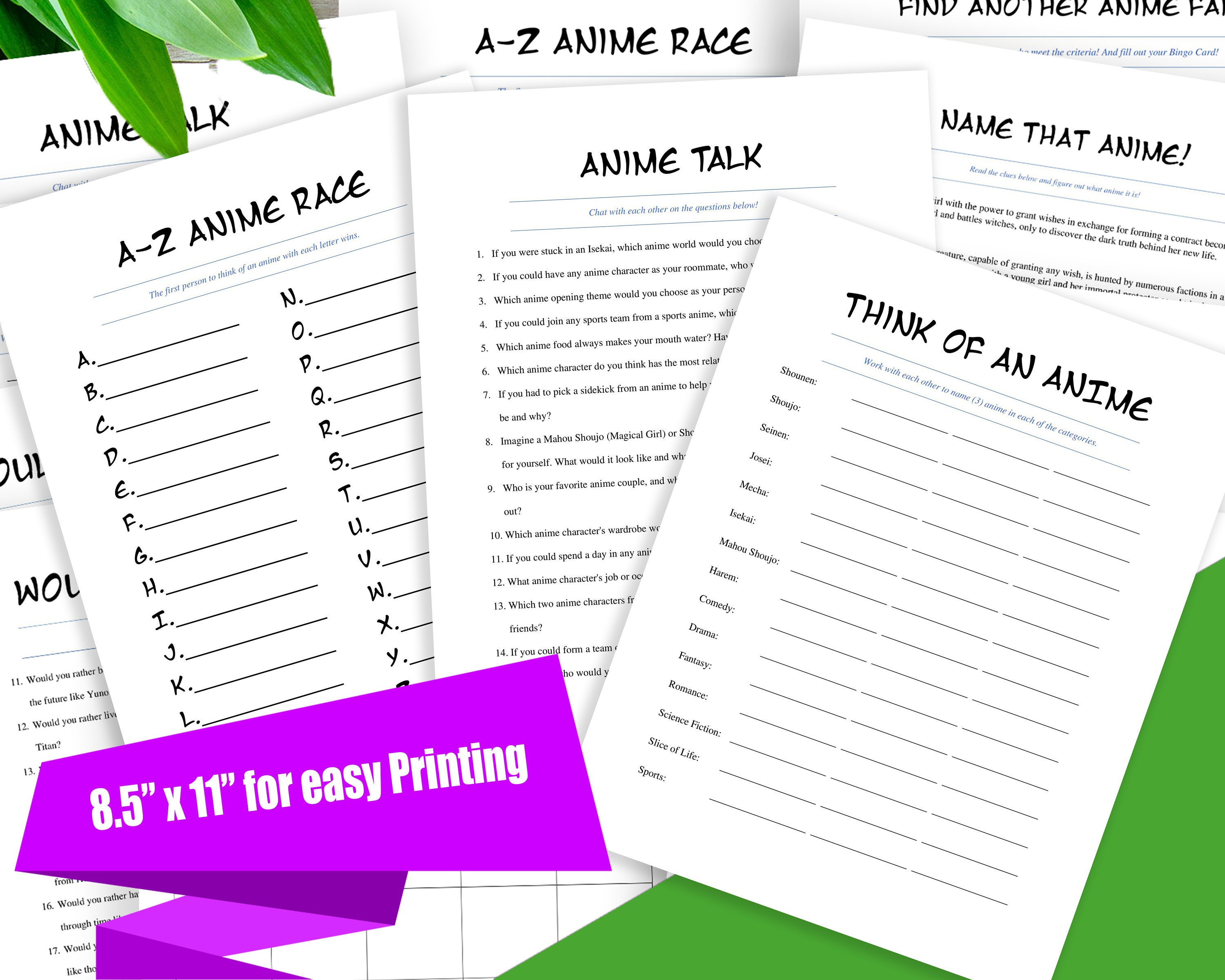 Printable Anime Icebreaker, Fun Icebreaker, Icebreaker Activities ...