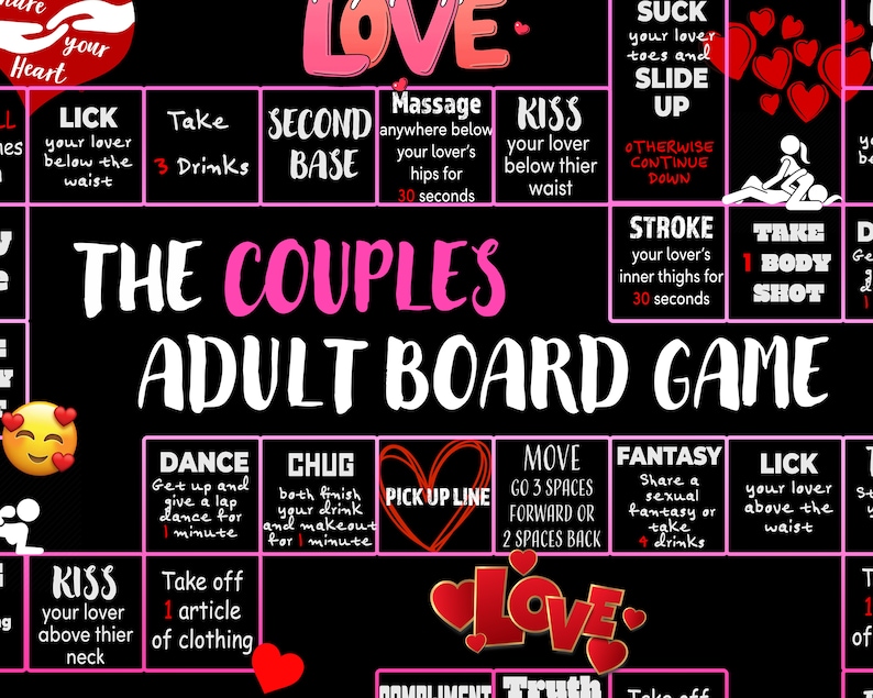 Adult Couple Board Game, Date Night Game, Digital File, Printable ...