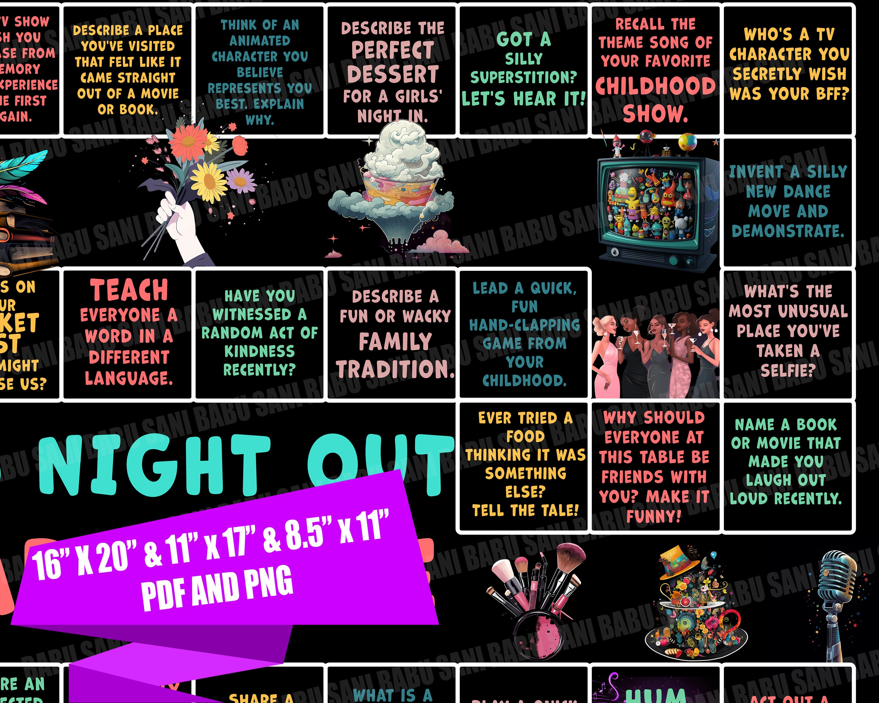 Version 2 Gals Night Board Game, Girls Night Game, Digital File ...