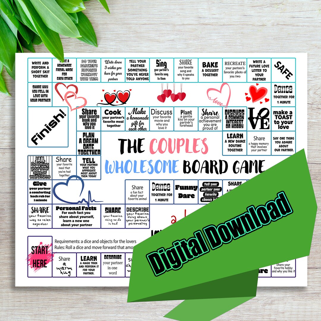 The Wholesome Couple's Board Game, Date Night Game, Digital File ...