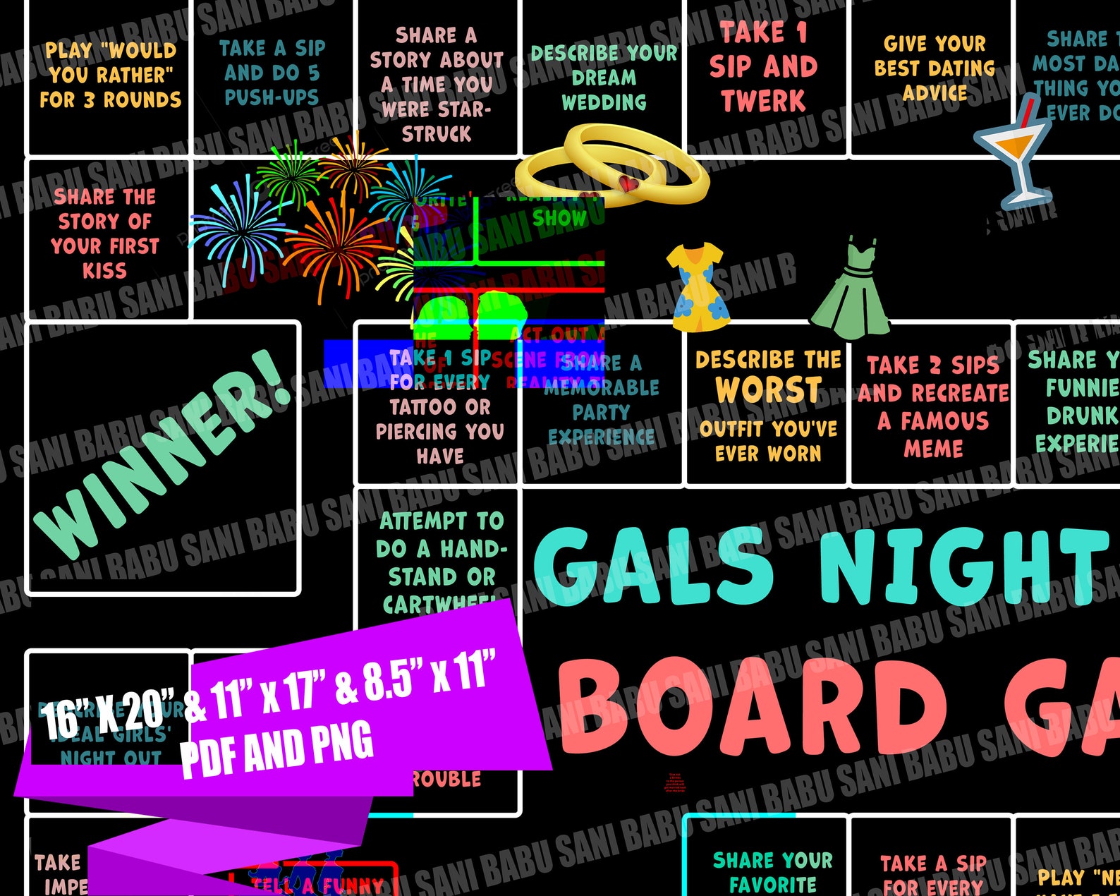 Gals Night Board Game, Girls Night Game, Digital File, Printable ...