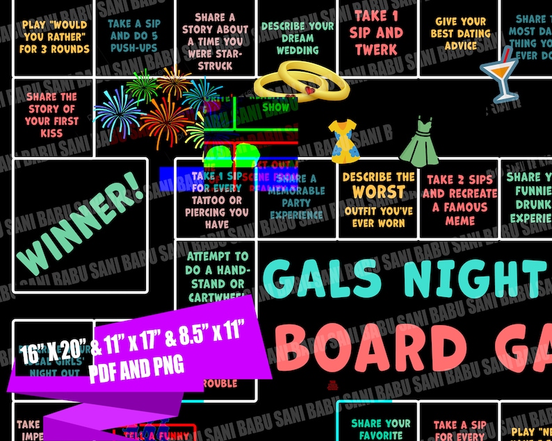Gals Night Board Game, Girls Night Game, Digital File, Printable ...