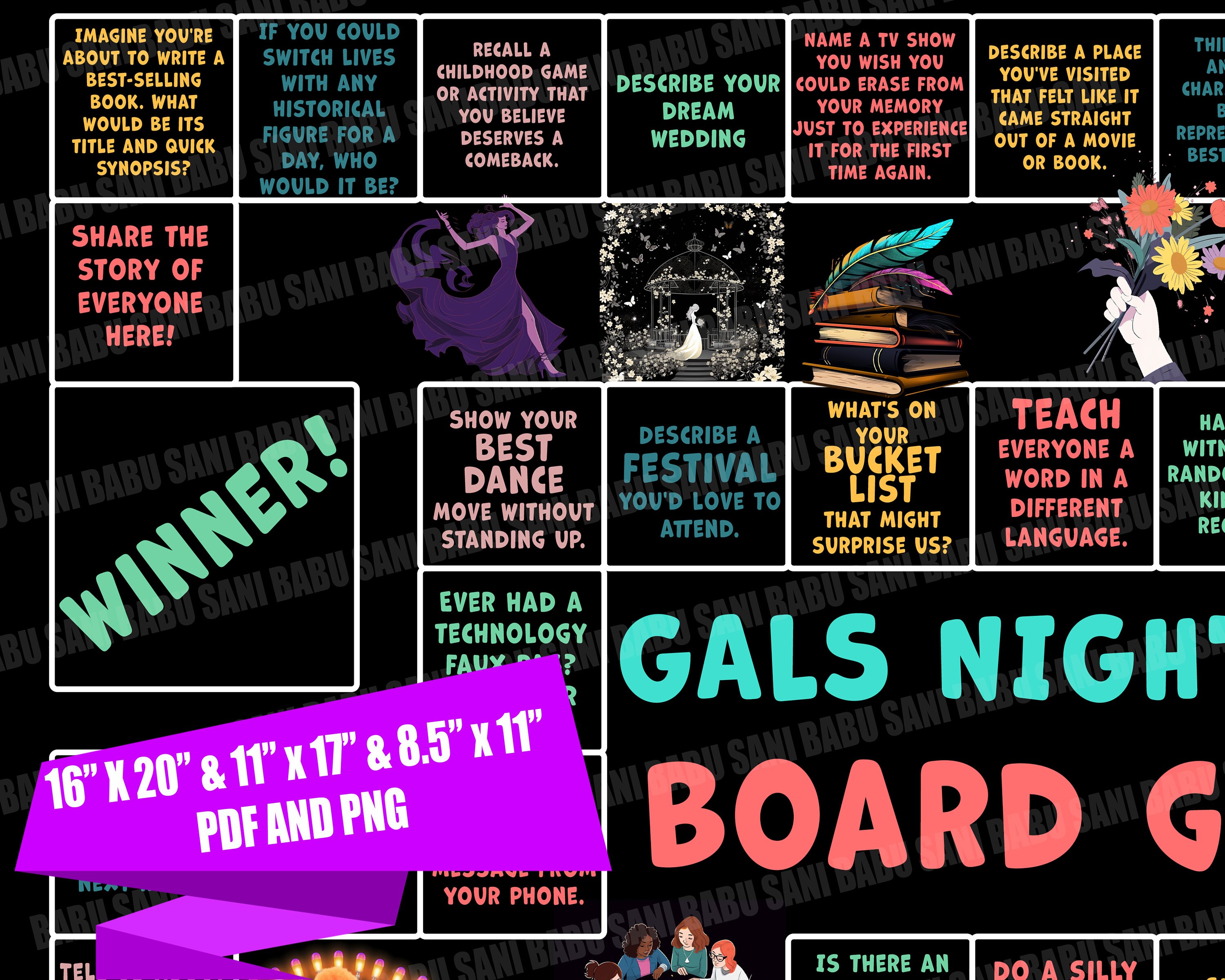 Version 2 Gals Night Board Game, Girls Night Game, Digital File ...