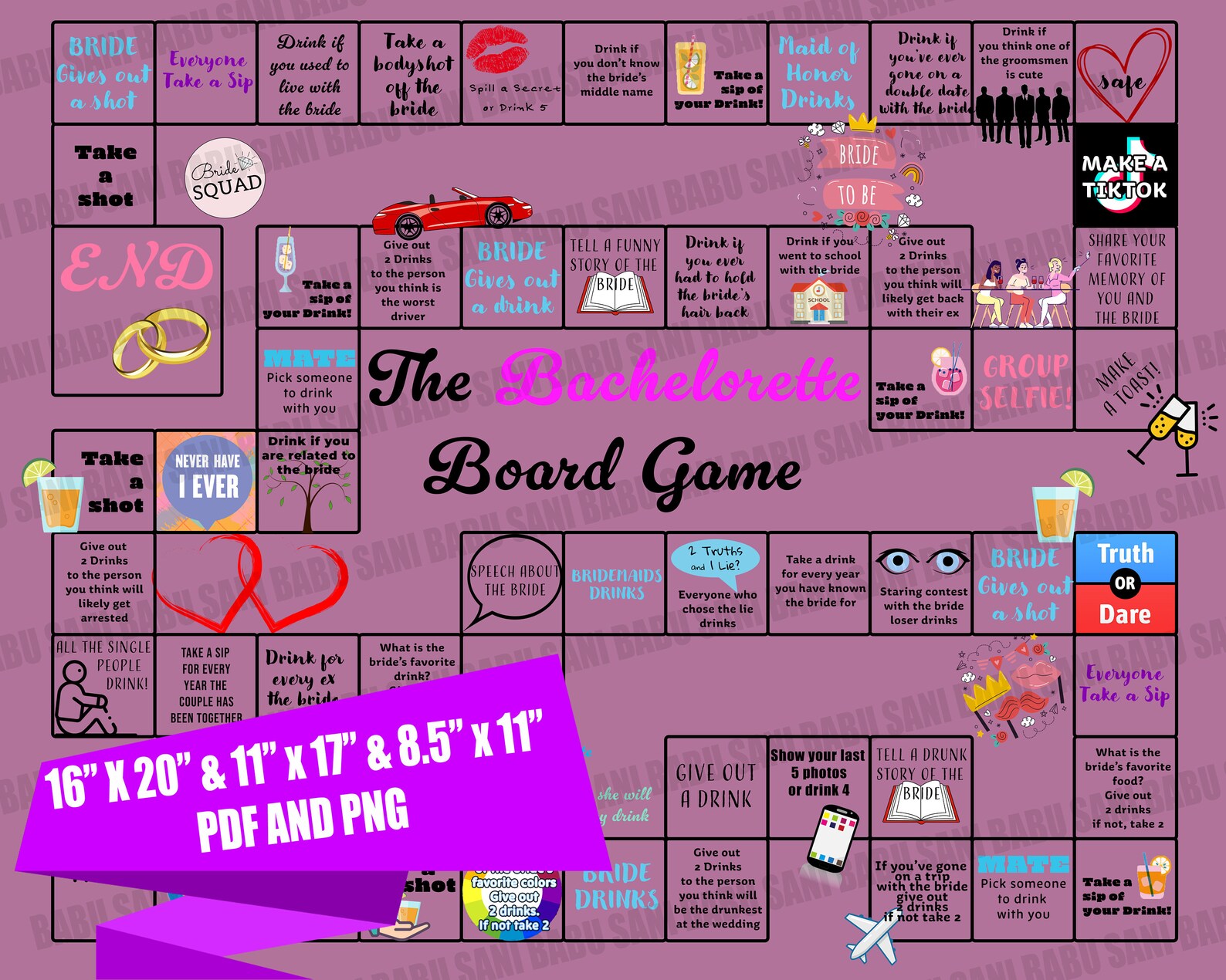 Printable Bachelorette Board Game, Girls Night Out (digital Download ...