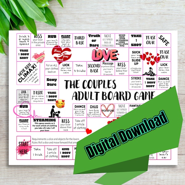 Couple Board Game Printable Board Game Couple Drink Game Date Night ...
