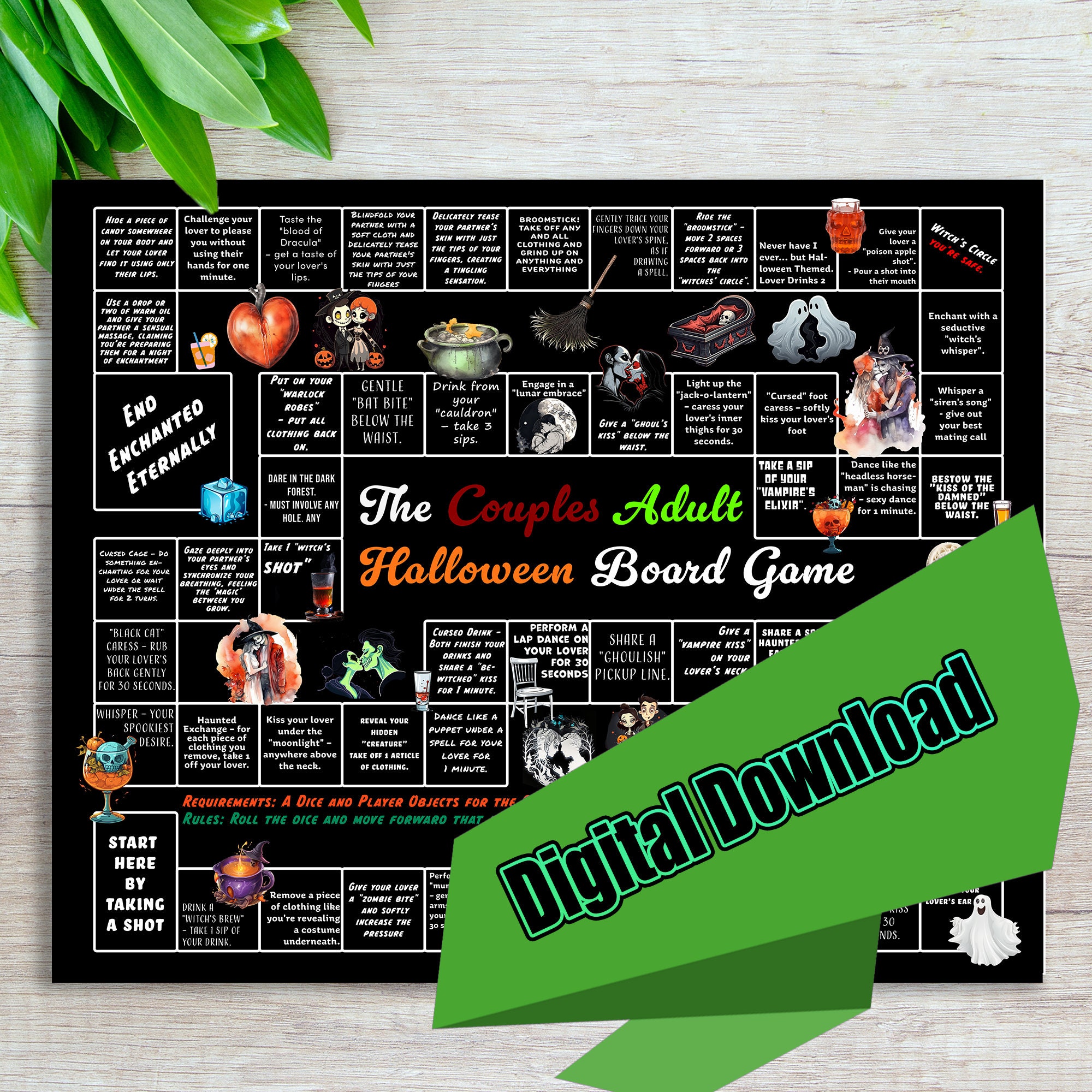 The Couples Adult Halloween Board Game Date Night Game Digital File