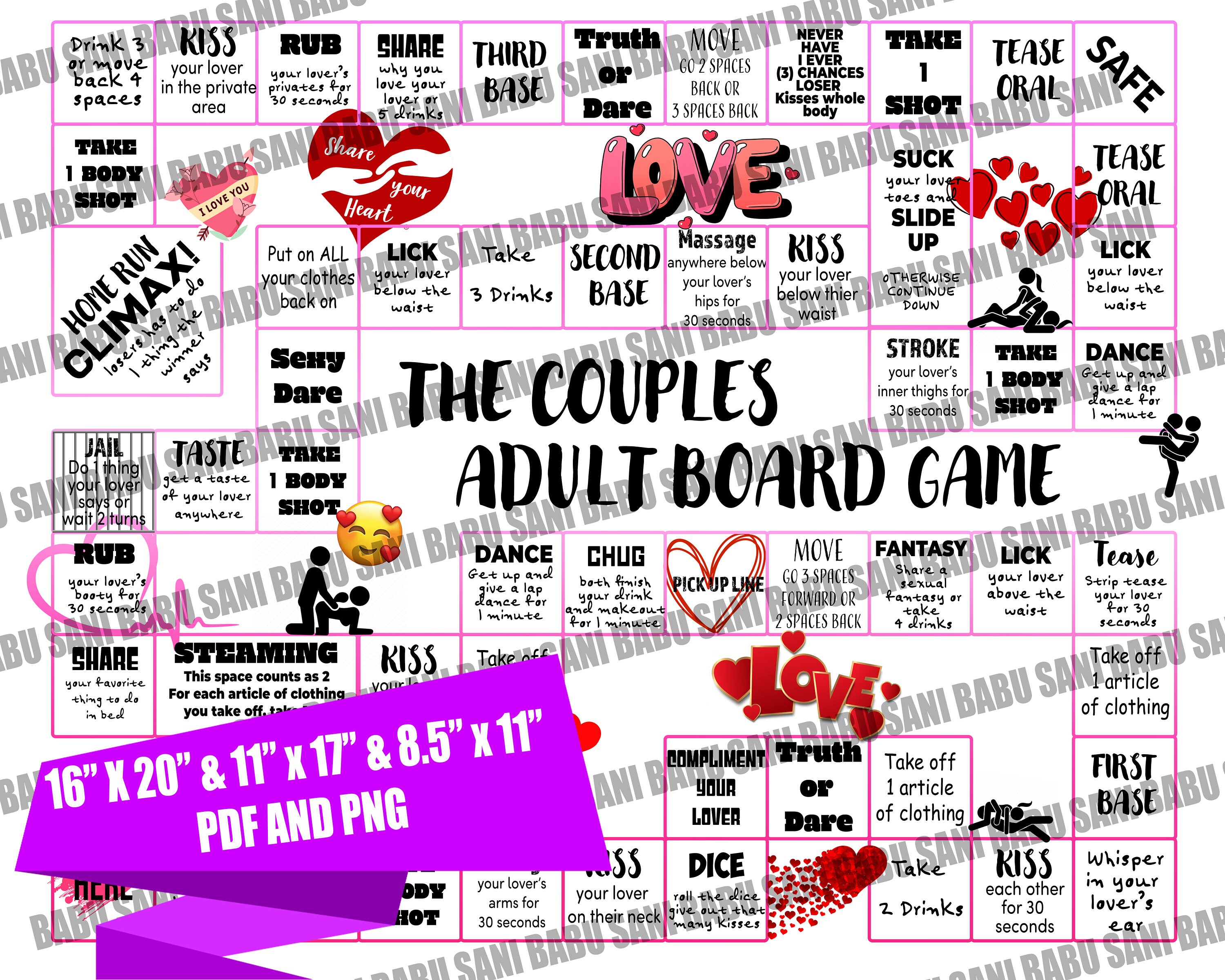 Adult Couple Board Game, Date Night Game, Digital File, Printable ...