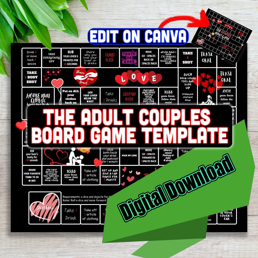 Adult Couples Board Game Template | Editable Canva | Printable Date ...