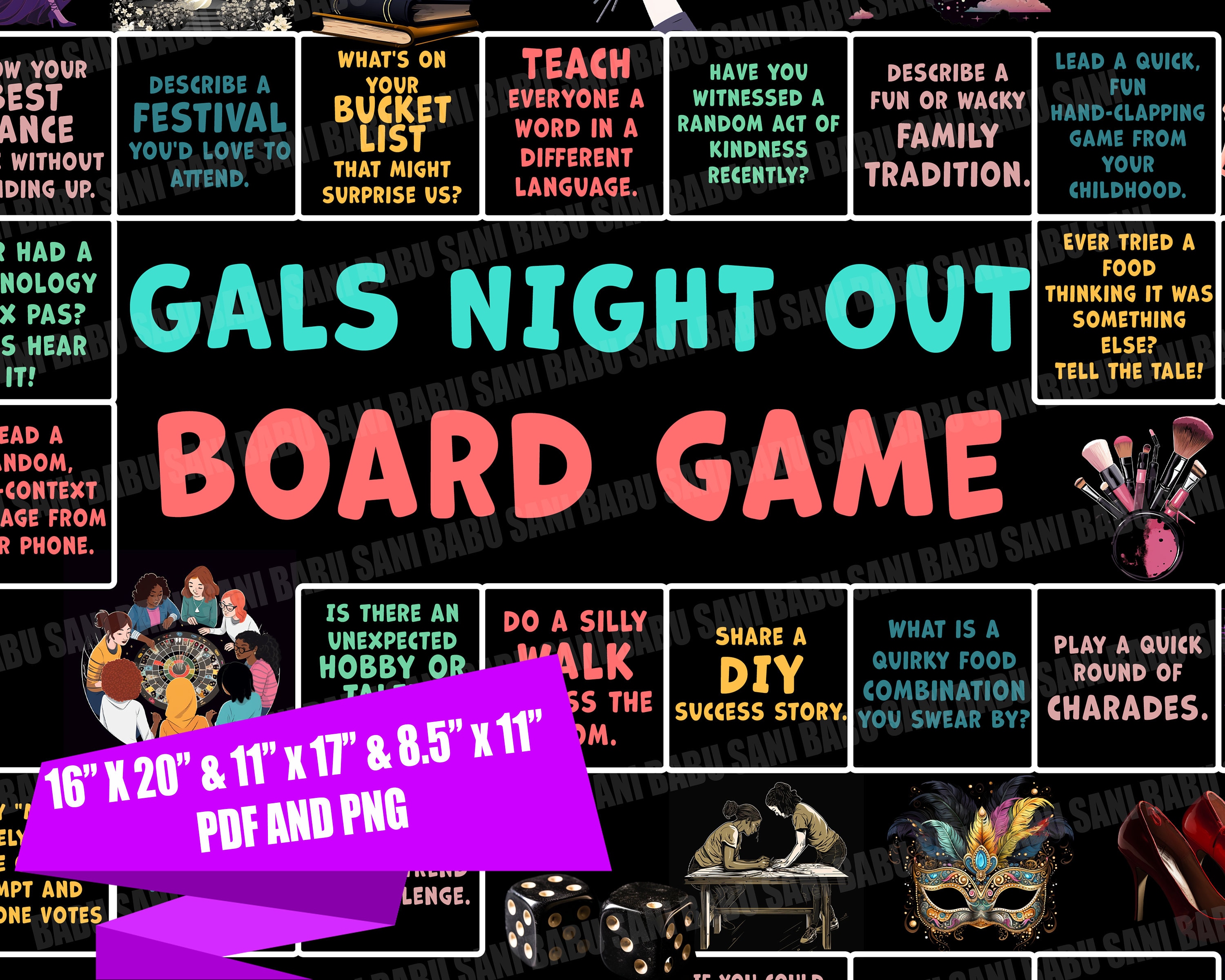 Version 2 Gals Night Board Game, Girls Night Game, Digital File ...