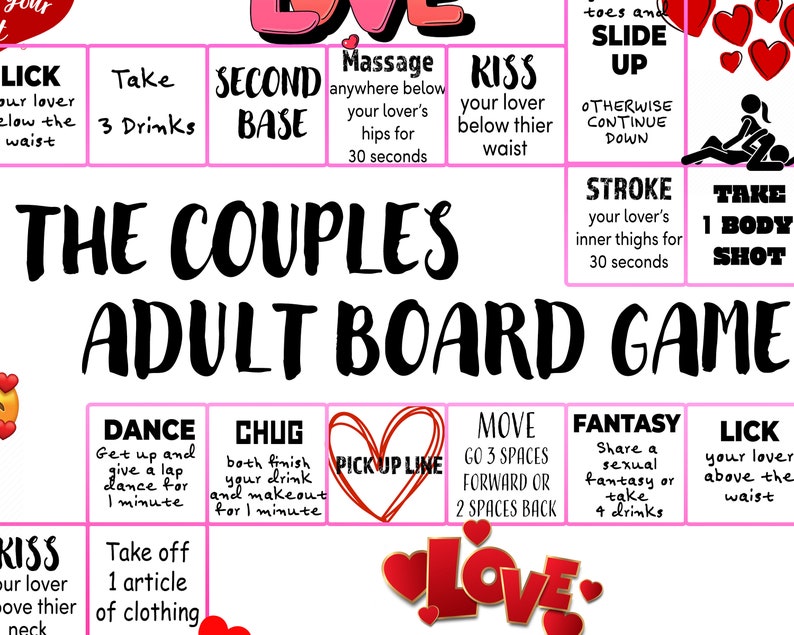 Adult Couple Board Game, Date Night Game, Digital File, Printable ...