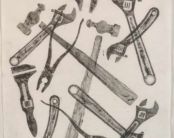 Vintage Instruments Print, Vintage Hammer Print, Gyotaku Original ...