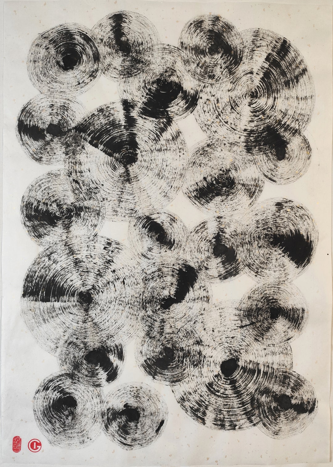 Japanese Ink Circles, Japanese Art, Wall Art, Hand Printed, Nature ...