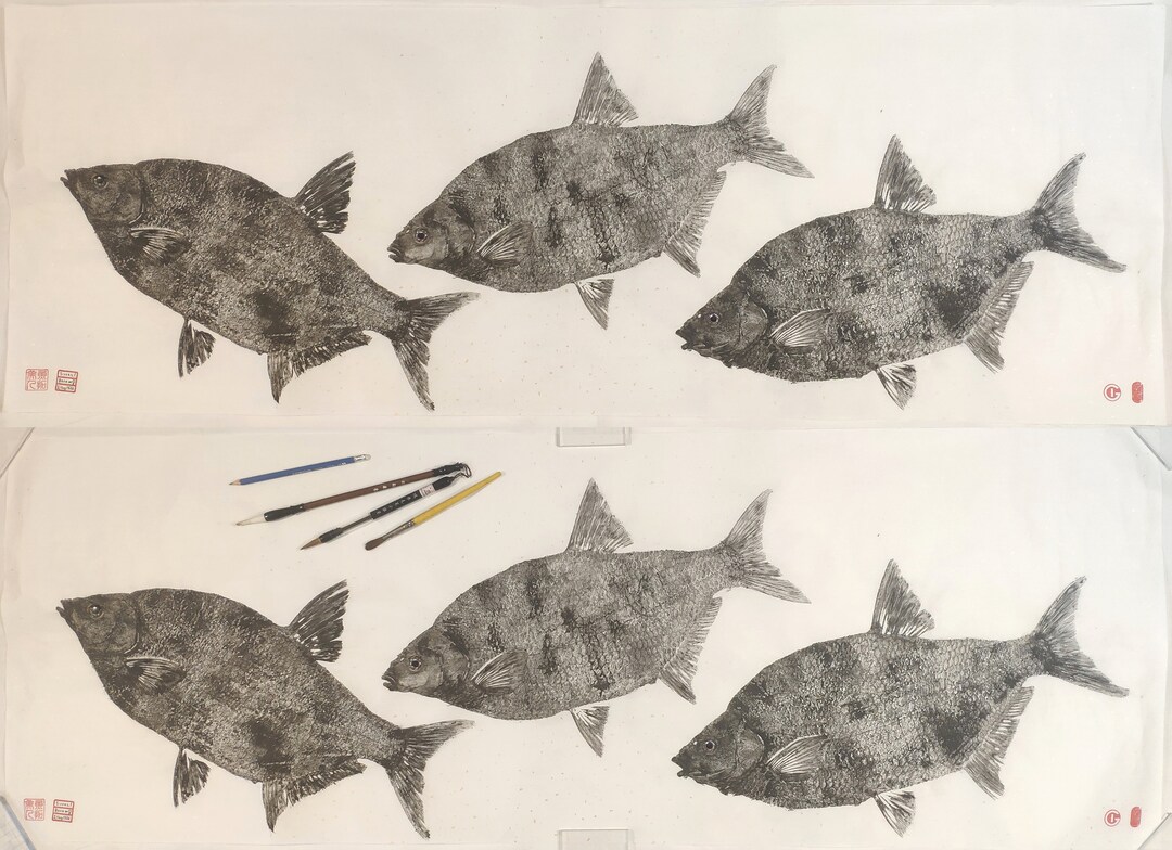 Huge Bream Fish Print, Original Gyotaku, Fish Print, Nature Decor, Fish ...