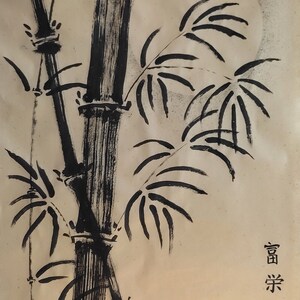 Sumie Bamboo, Ink Bamboo, Japanese Style Bamboo, Nature Decor, Hand ...