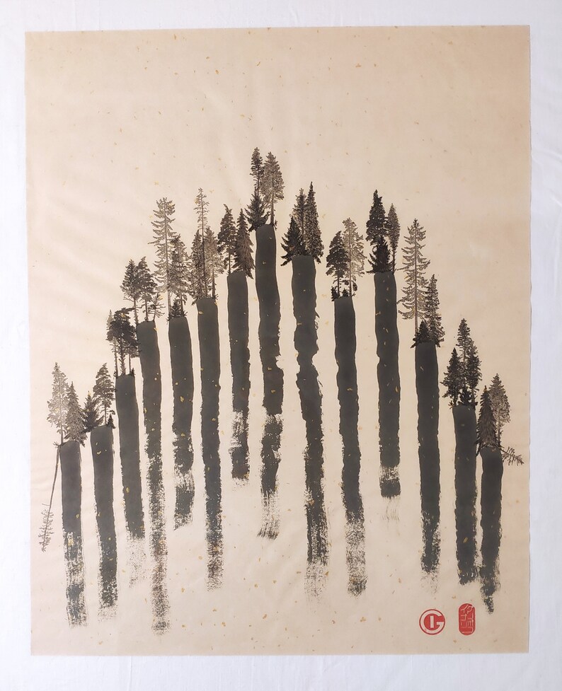 Japanese Art, Linocut, Japanese Ink Painting,japanese Art, Nature Decor ...