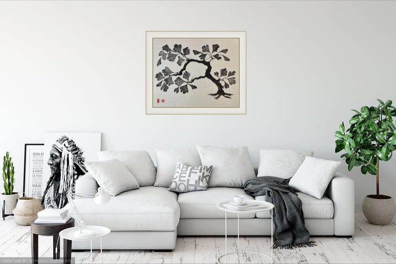 Japanese Bonsai Print, Ginkgo Biloba Bonsai, Gyotaku, Ginkgo Biloba ...