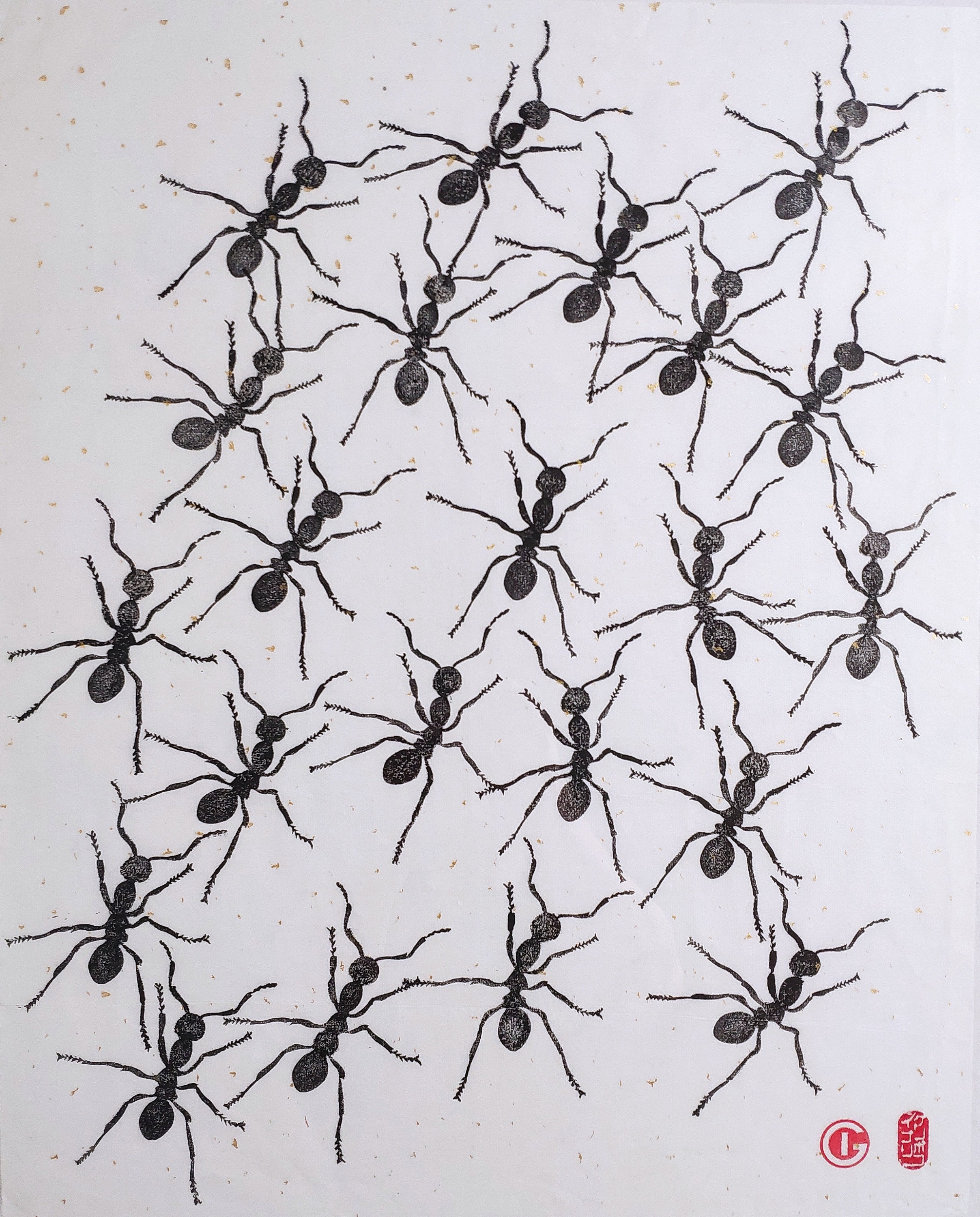 Ants Linocut Print, Rice Paper, Nature Decor - Etsy