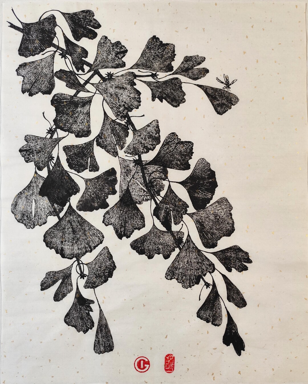 Ginkgo Biloba Leaf Print, Gyotaku Nature Art on Rice Paper - Etsy