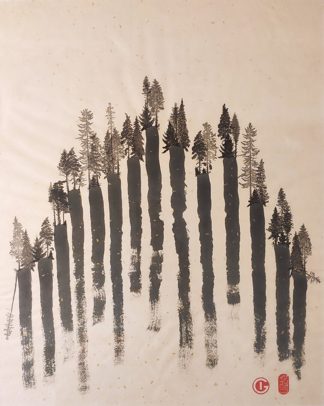 Japanese Art, Linocut, Japanese Ink Painting,japanese Art, Nature Decor ...