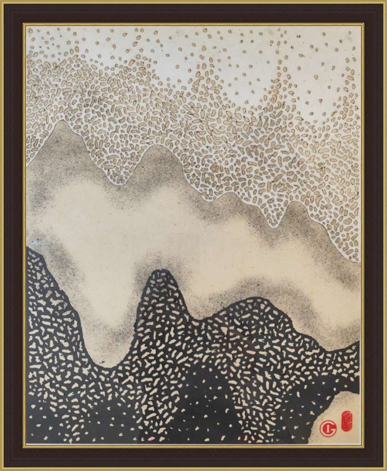 Abstract Japanese Ink Painting, Applique Art on Rice Paper - Etsy