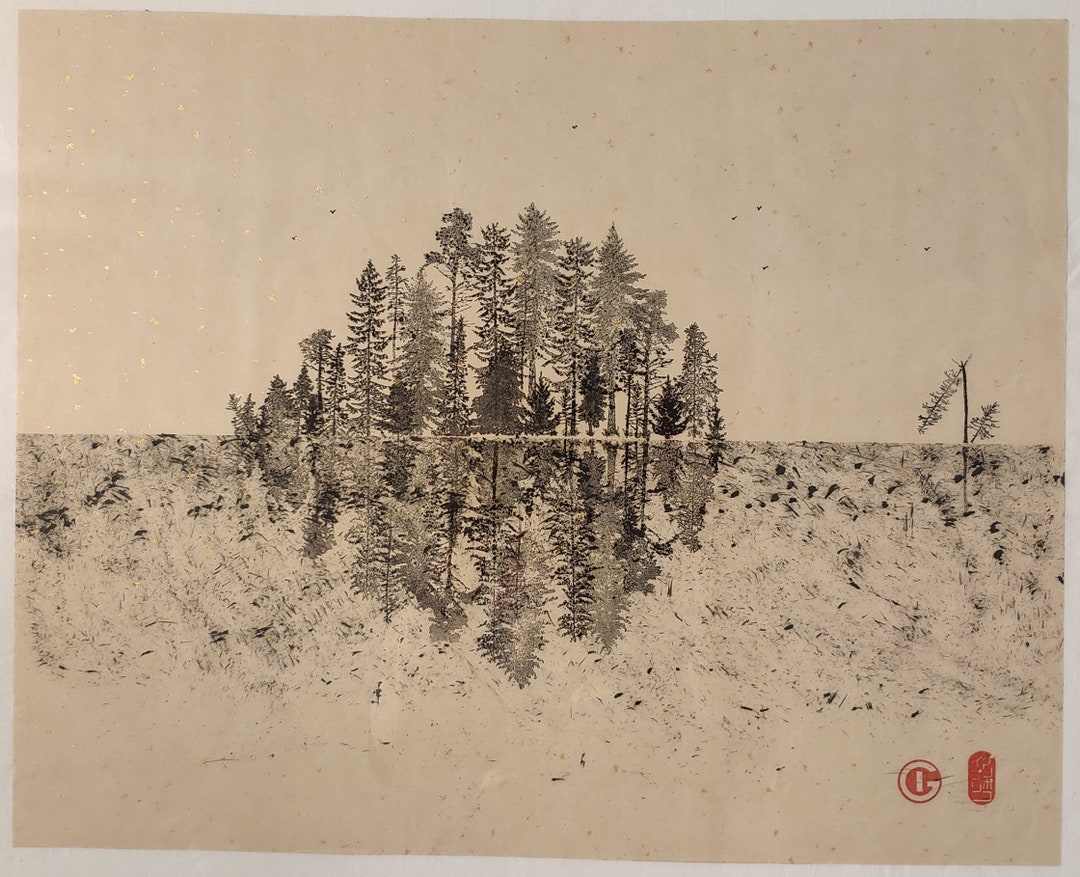 Linocut Art, Japanese Art, Japanese Ink Painting, Lino Print, Nature ...