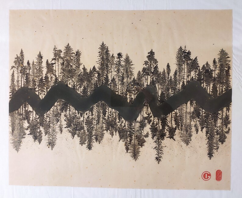 Japanese Art, Linocut, Japanese Ink Painting, Lino Print, Nature Decor ...