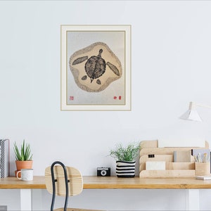 Sea Turtle Print, Gyotaku Original, Two-layer Applique, Turtle Painting ...