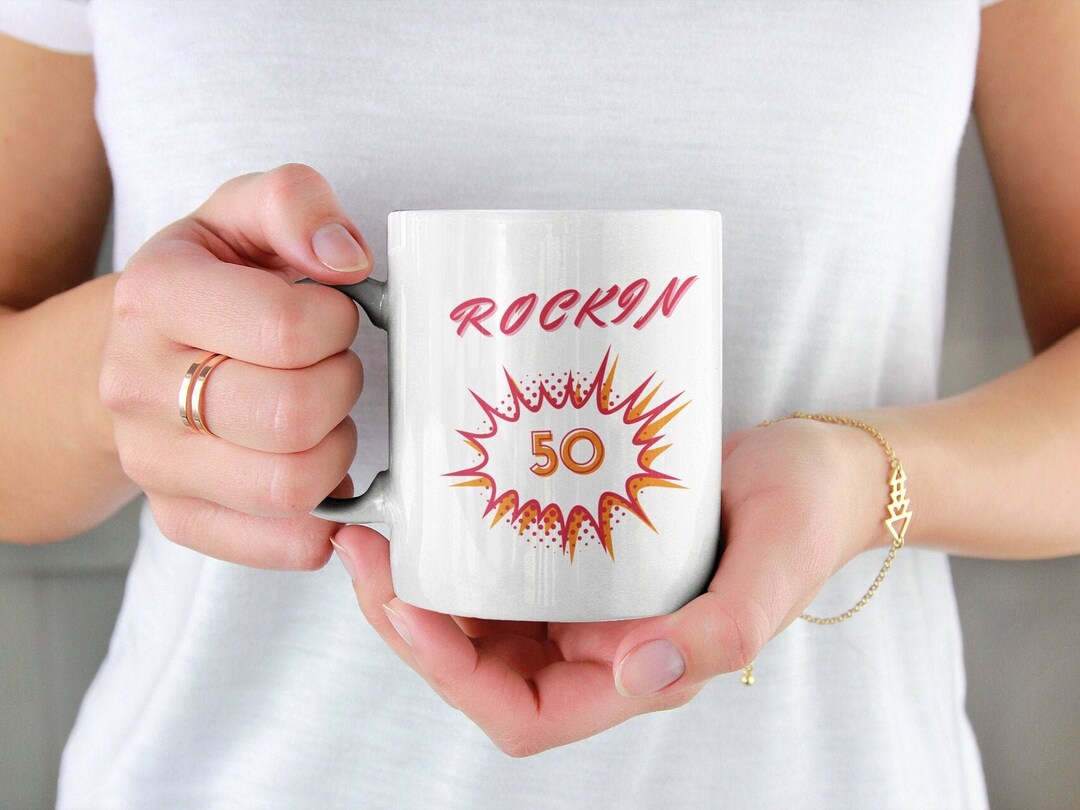 50th Birthday, Rockin 50, 50th Birthday Mug, Cool 50 Year Old ...