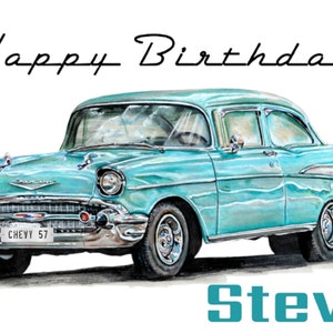 Classic Chevy Belair Birthday Card for Him, Personalized Chevy Number ...