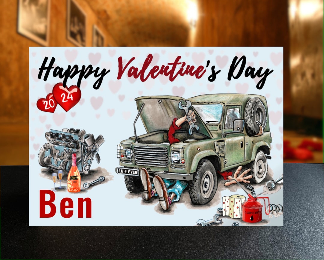 Personalized Land Rover Mechanic Valentine's Day Card for Him, Funny ...